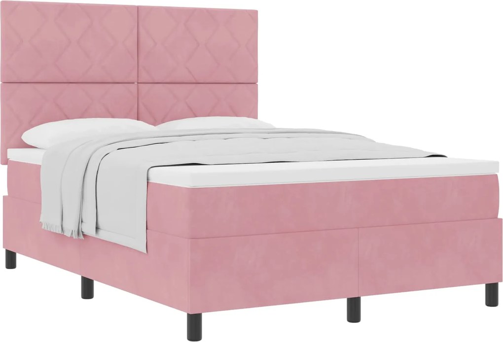 Postel s boxspringem s čelo Růžová 160 x 200 cm samet 3339913