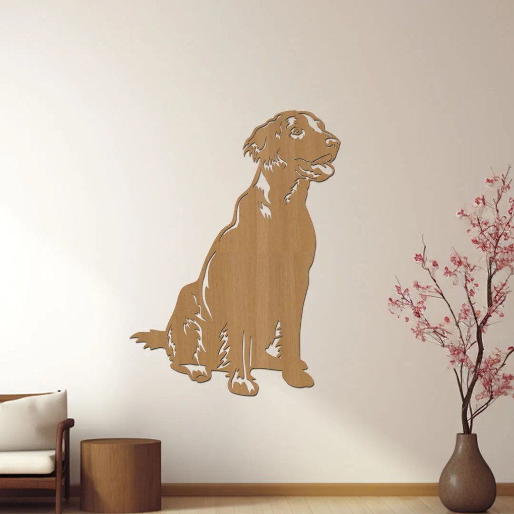 dřevo života Dřevěný obraz psa Flat coated retriever Zvolte rozměr (cm): 45x60, Zvolte barvu dekoru: Černá