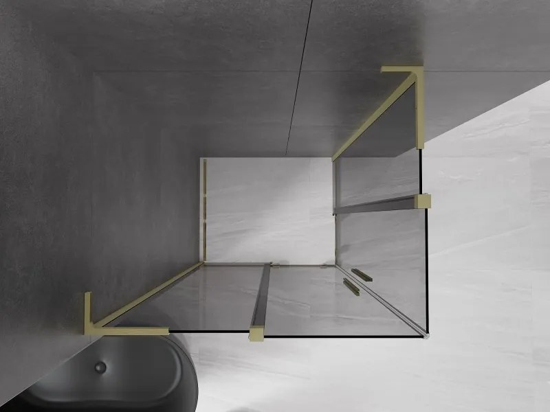 Mexen Velar L Duo, sprchový kout s posuvnými dveřmi 100 x 90 cm, 8mm šedé sklo, zlatá matná, 871-100-090-02-43-55