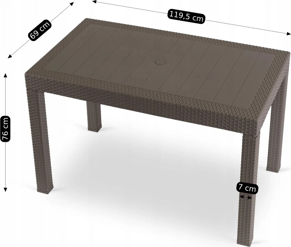 Zahradní stůl Fargo 119,5 cm hnědý