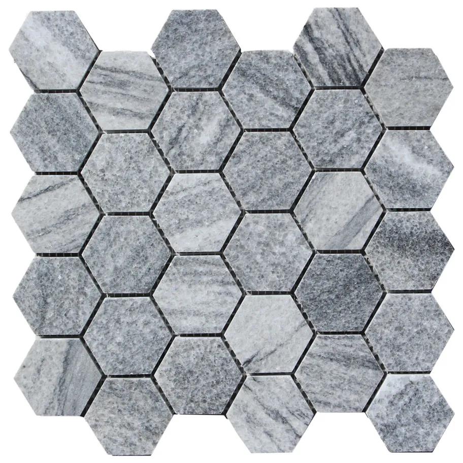 ALFIstone Kamenná mozaika z mramoru, Hexagon silver grey, 30,7 x 30,5 x 0,9 cm, NH205 VZOREK