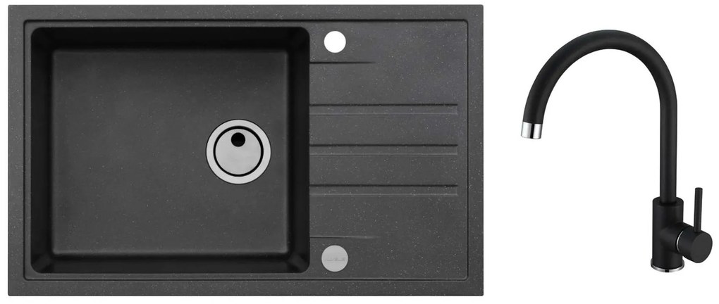 Alveus - Set dřezu Intermezzo 130 a baterie Kati, carbon SETA25867