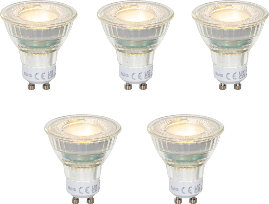 Sada 5 čirých LED žárovek GU10 50mm 2,5W 450 lm 2700K