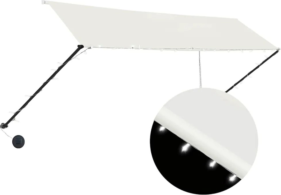 Zatahovací markýza s LED světlem 350 x 150 cm krémová 145926