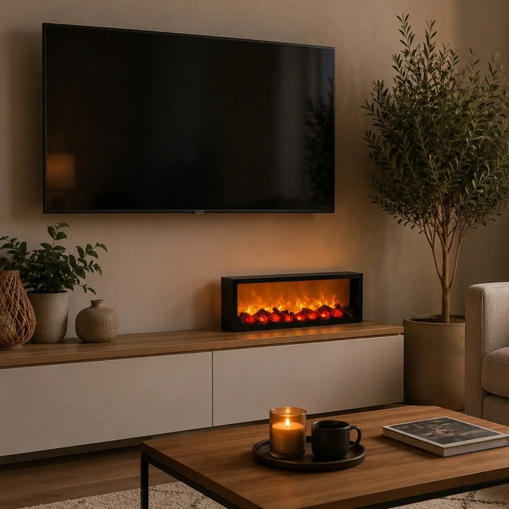 Dekorativní LED krb, kovový, 10 x 57 x 25 cm