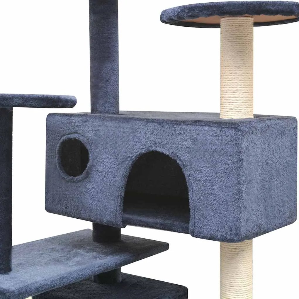 Škrabadlo pro kočky se sisalovými sloupky, 125 cm, tmavě modrá 170479