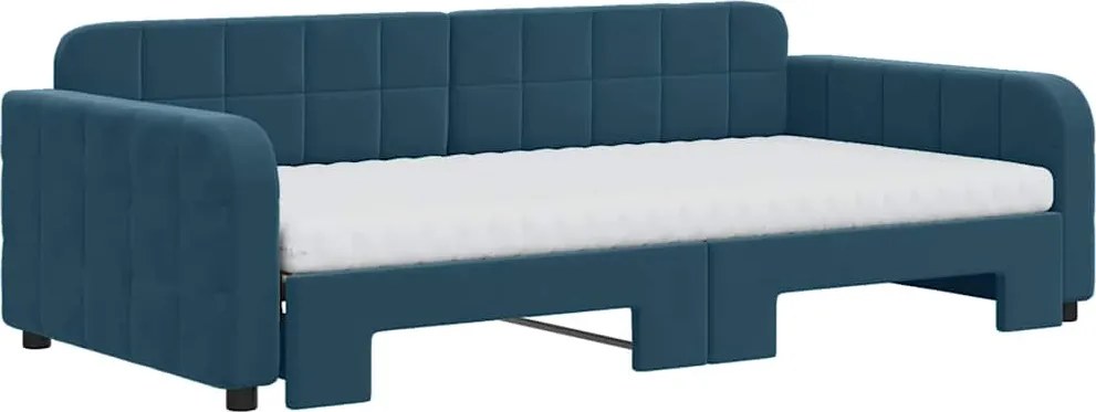 Válenda s přistýlkou a matracemi modrá 100 x 200 cm samet 3196959