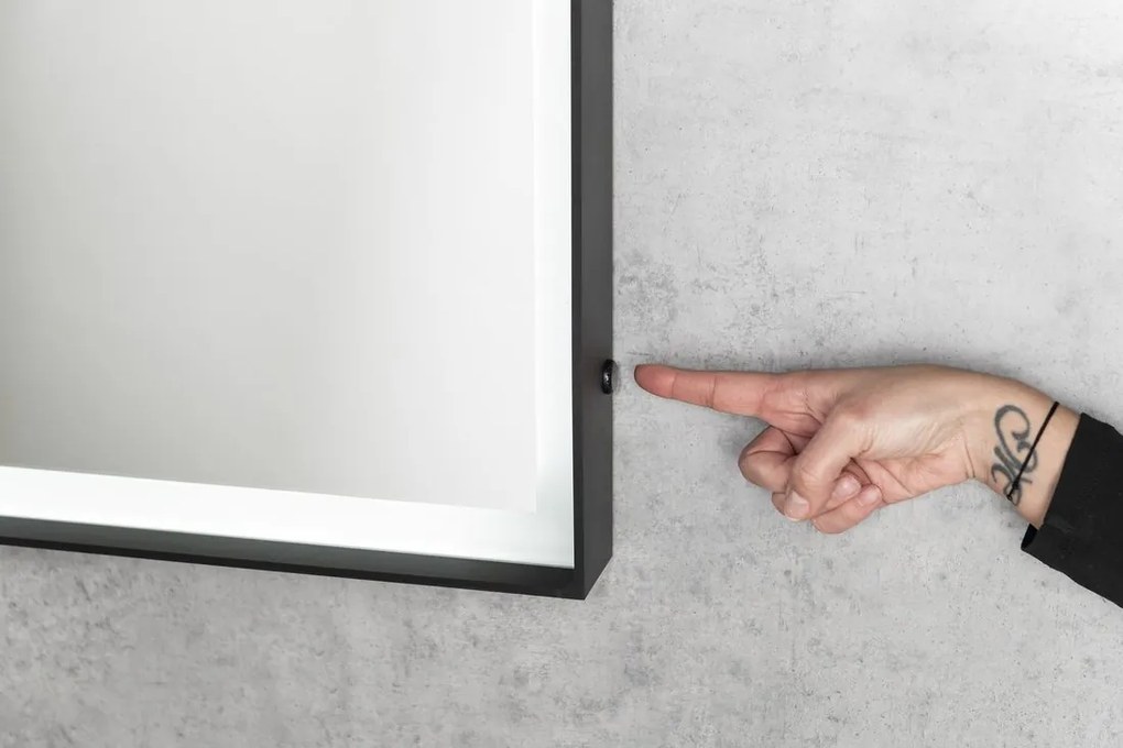 Sapho Sapho, SORT zrcadlo s LED osvětlením 60x80cm, bezdotykový IR senzor, 2700-6500K, černá mat, ST080S