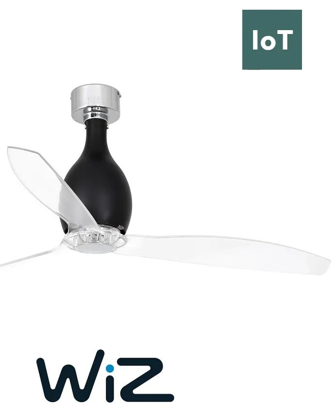 FARO MINI ETERFAN 32027WP 50,4“ matná černá/transparentní Reverzní stropní ventilátor WiZ