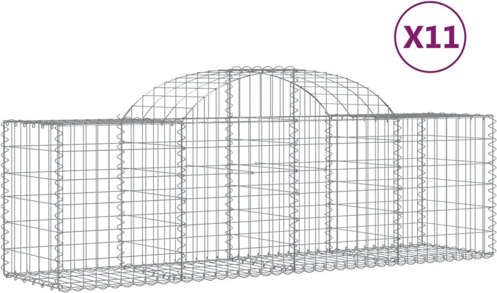 Klenuté gabionové koše 11 ks 200x50x60/80 cm pozinkované železo 3146287