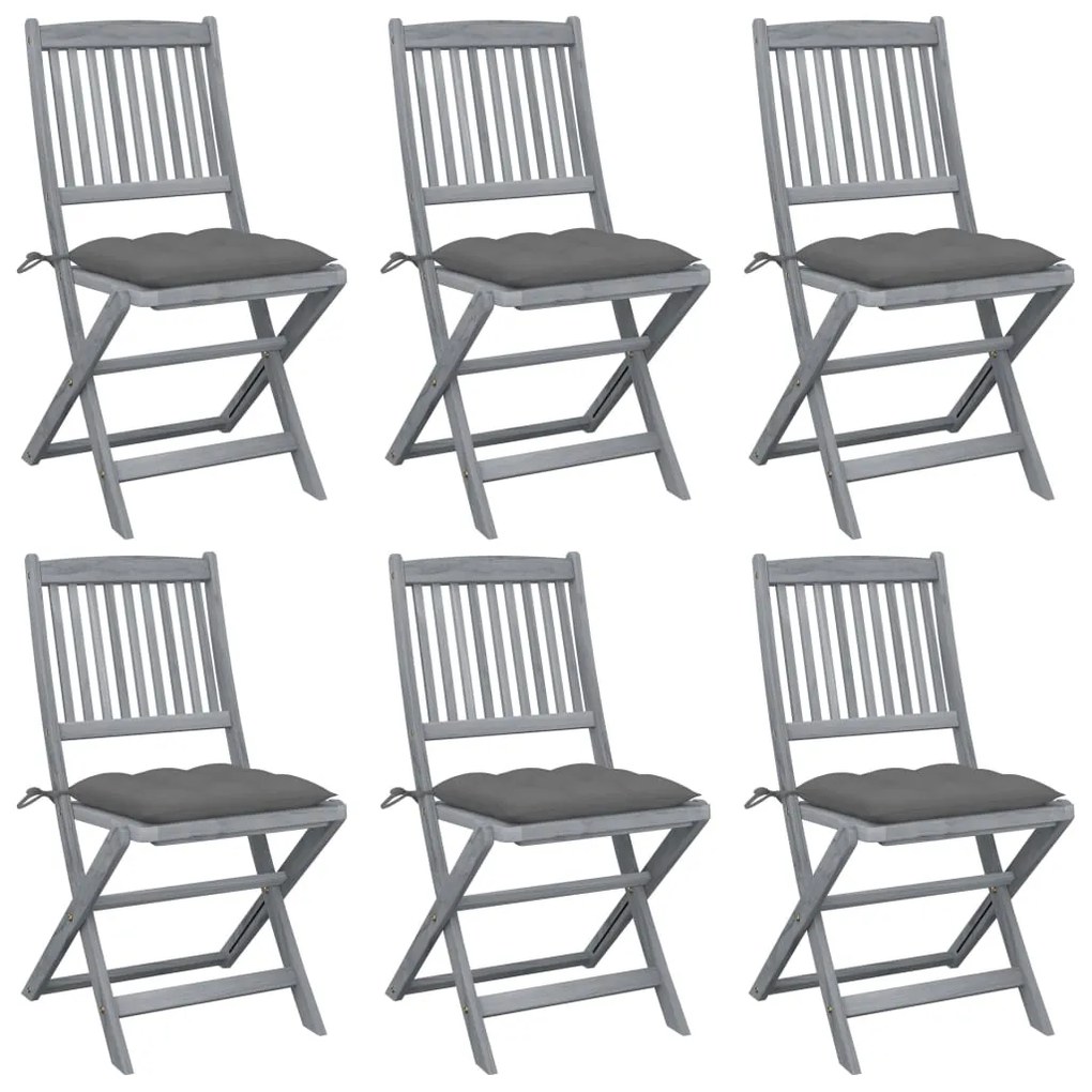 Skládací zahradní židle s poduškami 6 ks masivní akáciové dřevo,  3065450