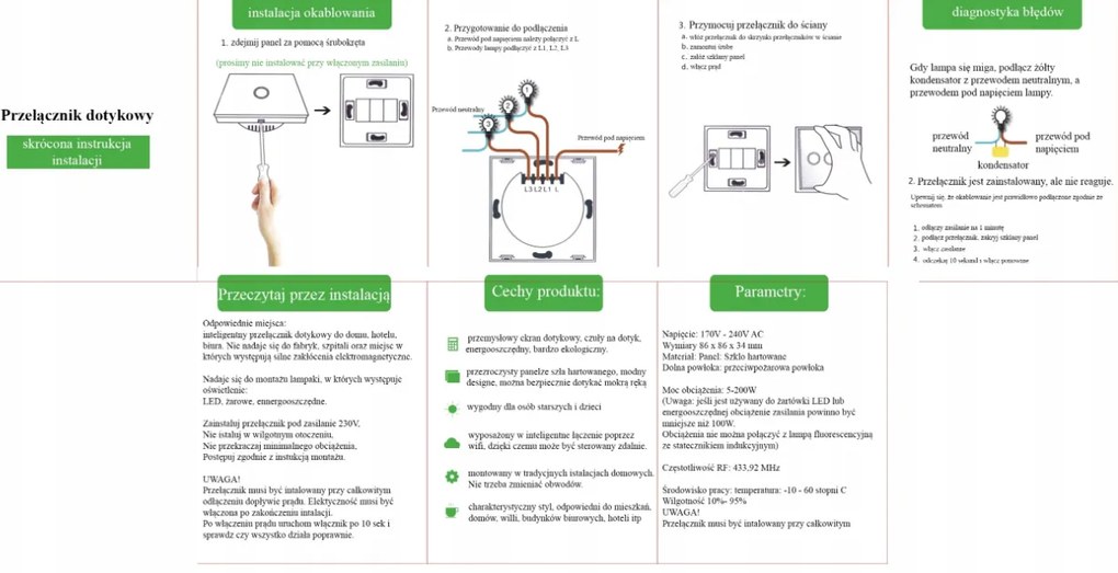 BERGE Skleněný dotykový vypínač dvojitý - bílý - SKLO