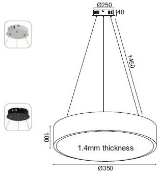 ACA DECOR LED závěsné svítidlo OPTIMUS 32W/230V/3000K/2560Lm/120°/IP20, Flicker free, kruhové černé