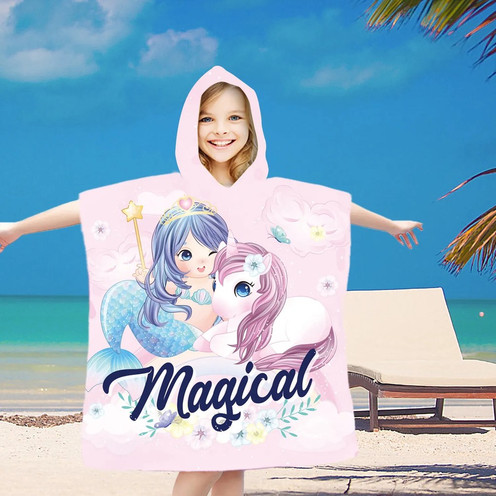 Dětské pončo MAGICAL růžové 60x120 cm