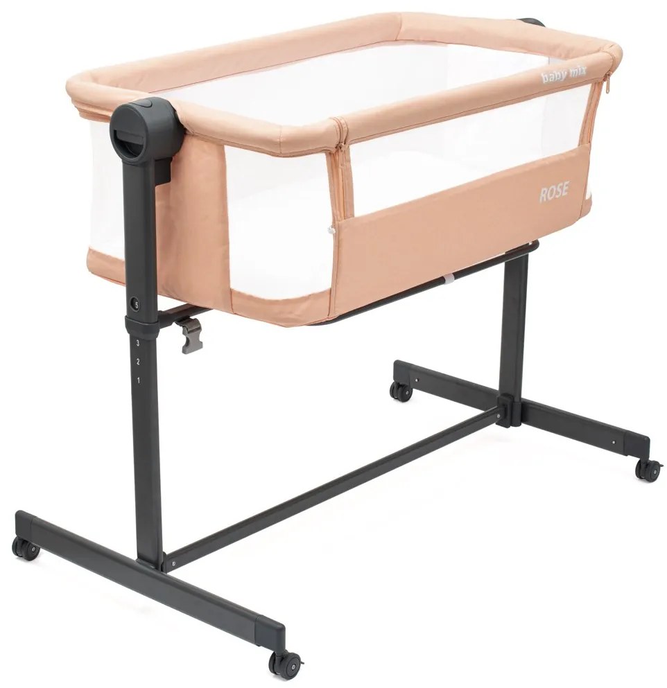 Přístavná postýlka Rose Baby Mix lososová