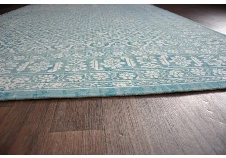 koberec VINTAGE 22209/644 tyrkysovo krémový, recyklovatelná bavlna velikost 140x200 cm | krásné koberce cz