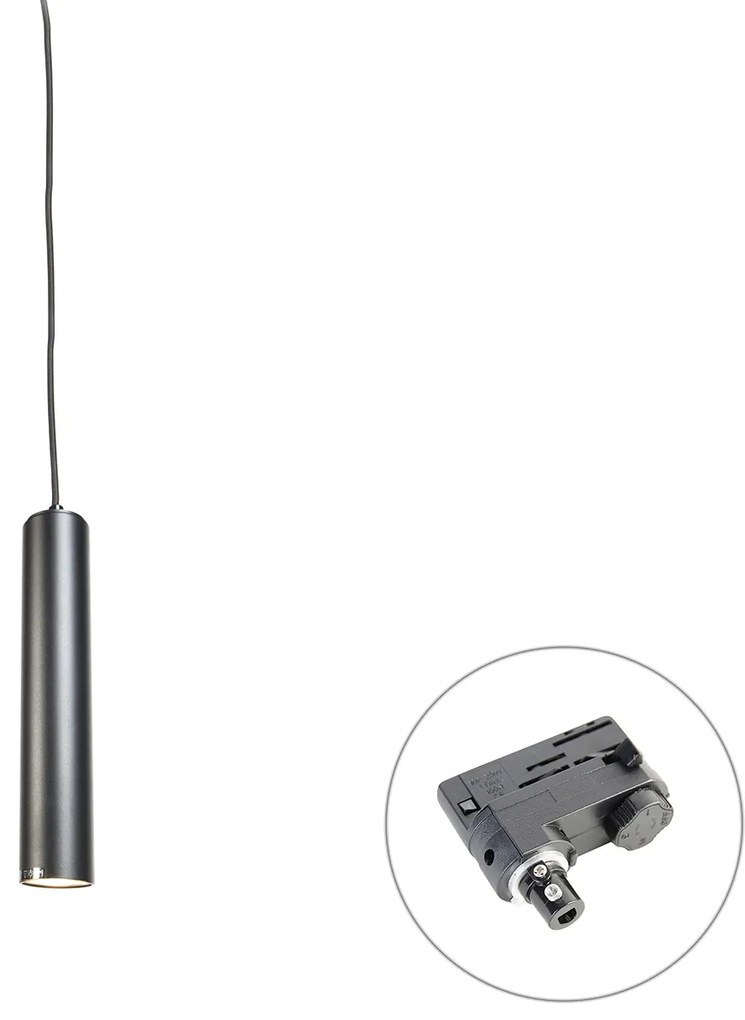Designová závěsná lampa černá vč. 3-fázového kolejnicového adaptéru - 3-fázová Tuba Small