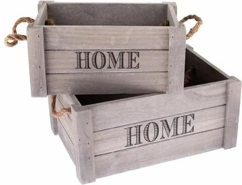 Sada dekoračních dřevěných bedýnek Home 2 ks, šedá
