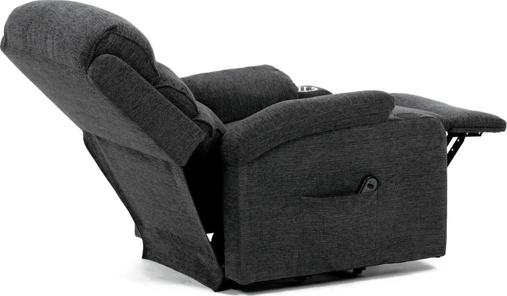 Elektrické polohovací TV křeslo VELMOND - šedá látka