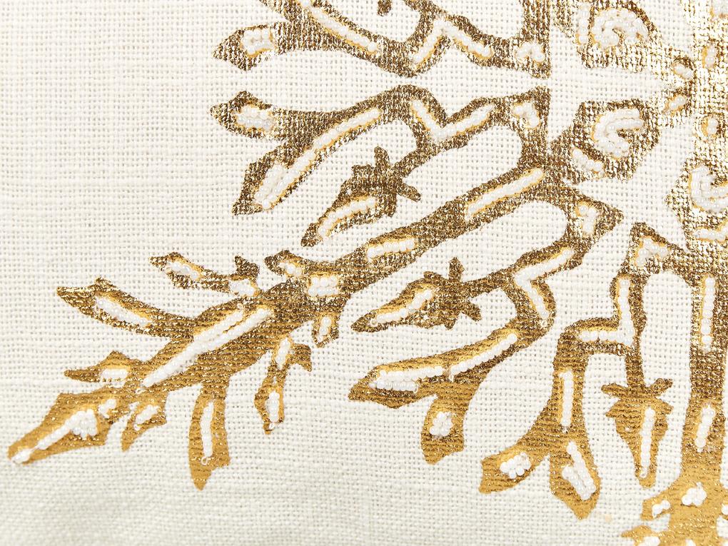Sada 2 bavlněných polštářů vánoční motiv 45 x 45 cm bílé/zlaté STAPELIA Beliani