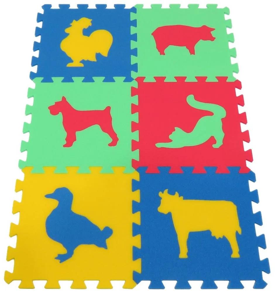 Malý Genius Pěnový koberec MAXI 6 Zvířata 3, mix 4 barev