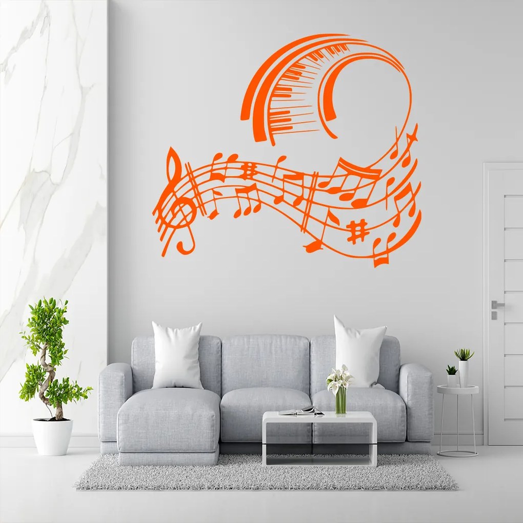 Živá Zeď Samolepka na zeď Skladba pro klavír Barva: oranžová, Velikost: 100 x 86 cm