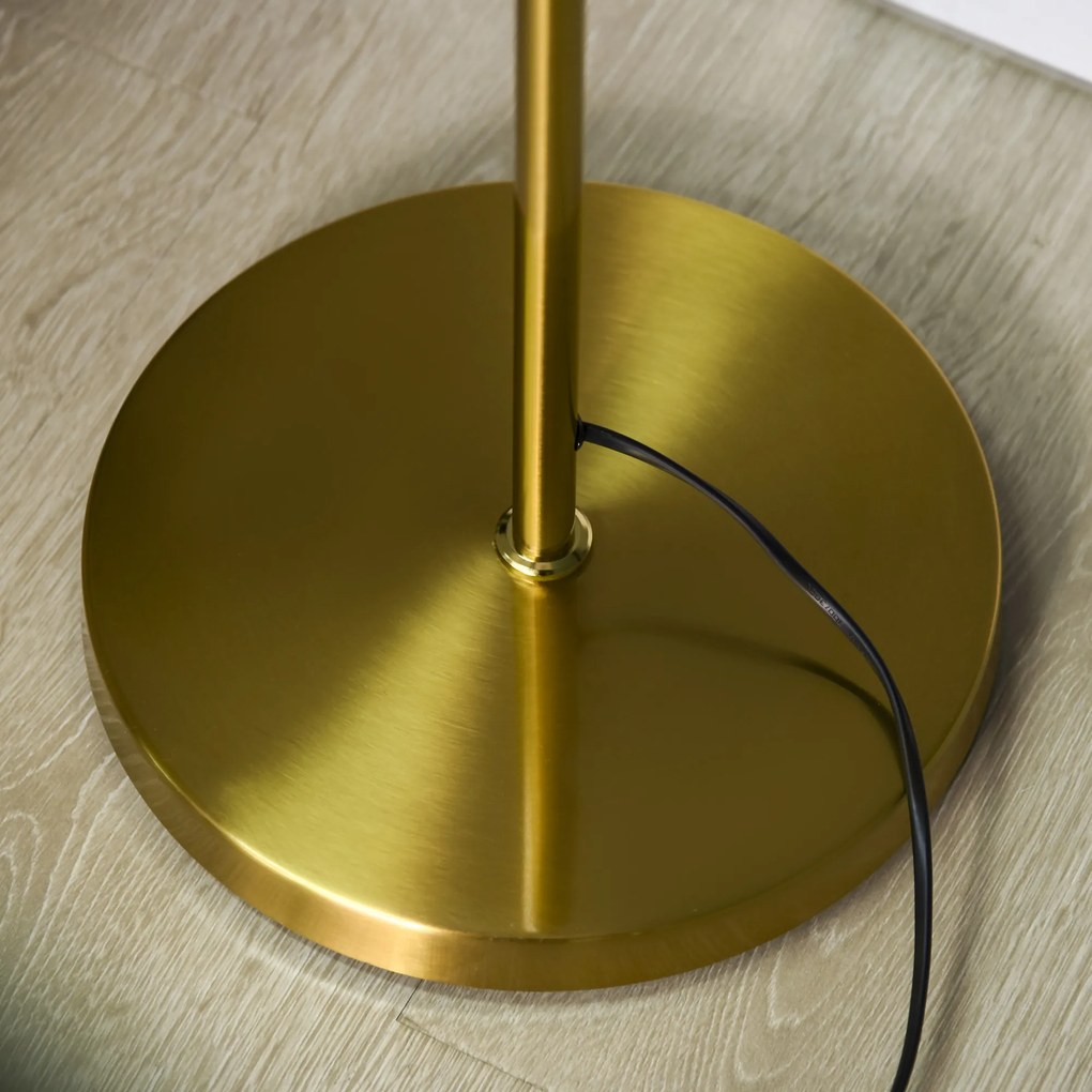 HOMCOM Stojací lampa v retro designu, stojací lampa, stojací lampa s 3 stínidly, sklo, zlatá