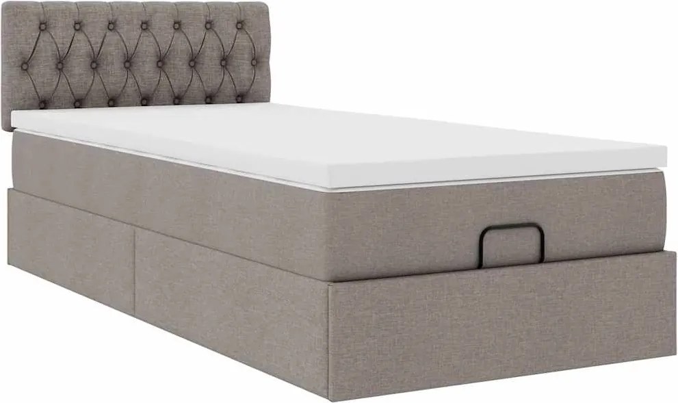 Osmanský rám postele s matrací taupe 90x190cm textil 3312357