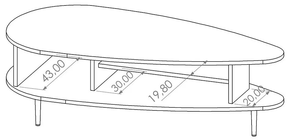VASINA | konferenční stolek | VS-04 | 119,2x62,3 cm | dub brandy castello