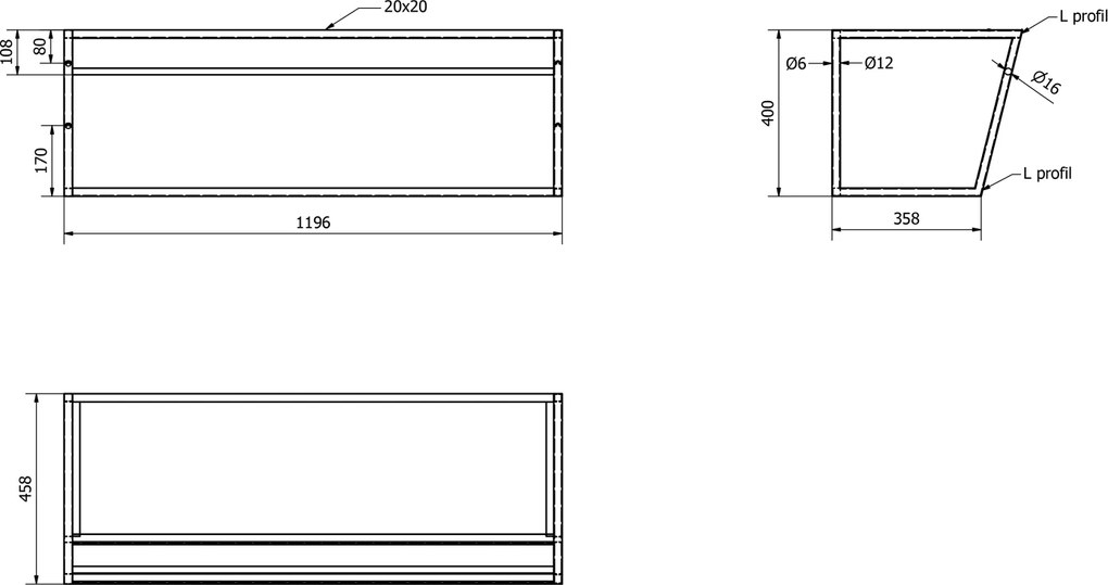 Sapho SKA konzole s policí 1200x400x460mm, bílá mat, SKA114