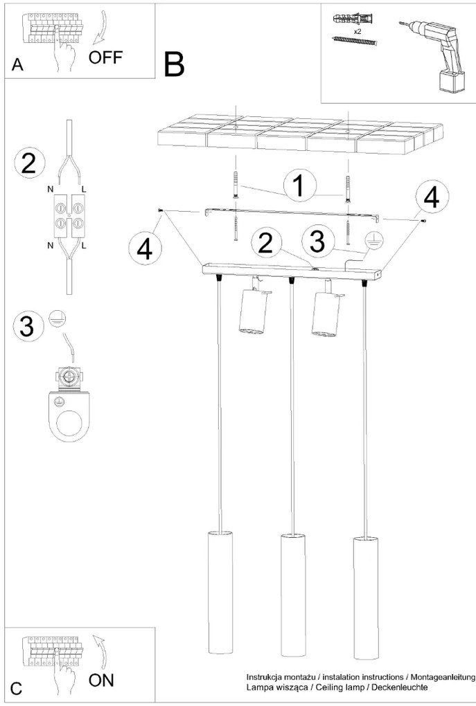 Závěsné svítidlo Ring 3, 5x bílé kovové stínítko