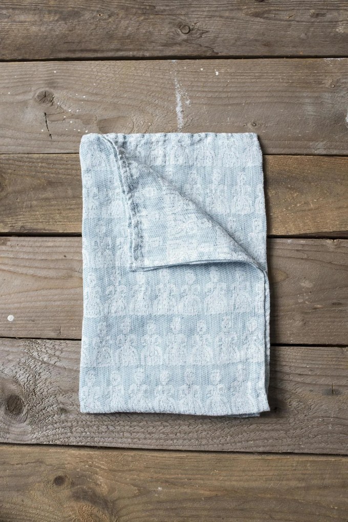 Fine Little Day Lněný ručník Tant Blue 67x67 cm, modrá barva, textil