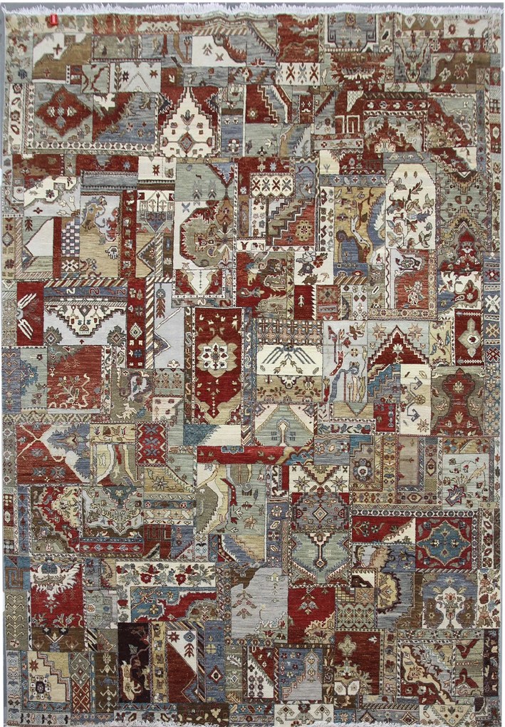 Diamond Carpets India, Ručně vázaný kusový koberec Diamond DC-PATCH RED MULTI, 365x457, vícebarevná, chodba / předsíň