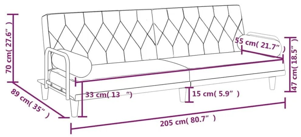 Petromila Rozkládací pohovka s područkami světle šedá textil