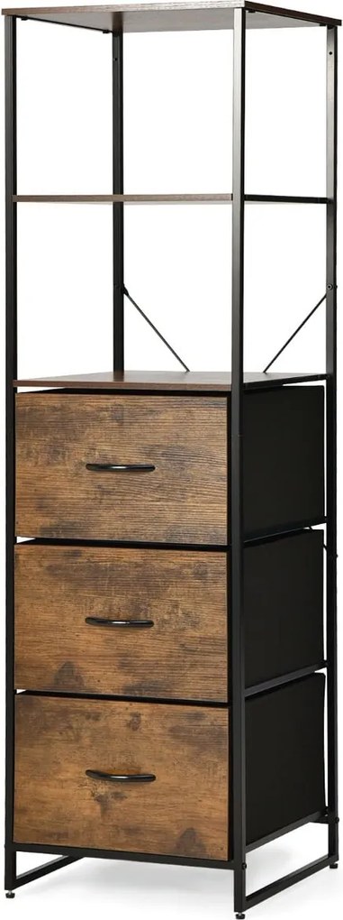 Costway Stojací police Knihovna Úložná skříňka se zásuvkami – 43 × 39 × 156 cm