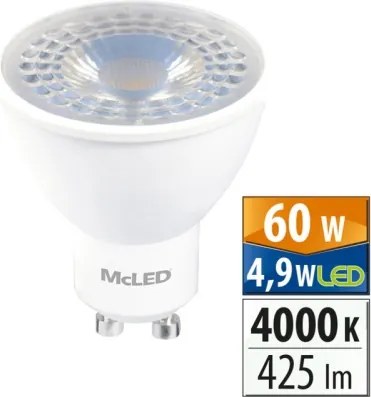 LED žárovka GU10 McLED 4,9W (60W) neutrální bílá (4000K), reflektor 38° ML-312.168.87.0