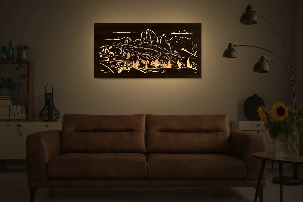 Li-Go "Mercedes Benz G" světelný obraz 230V 80x42 cm provedení povrchu: dub světlý