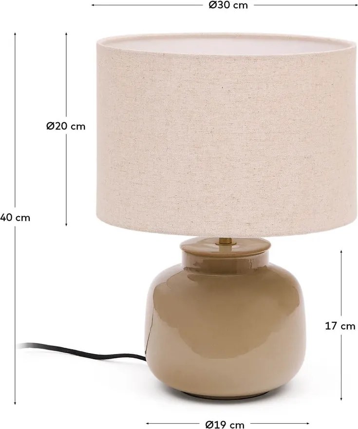Béžová keramická stolní lampa s textilním stínidlem (výška 40 cm) Tay – Kave Home