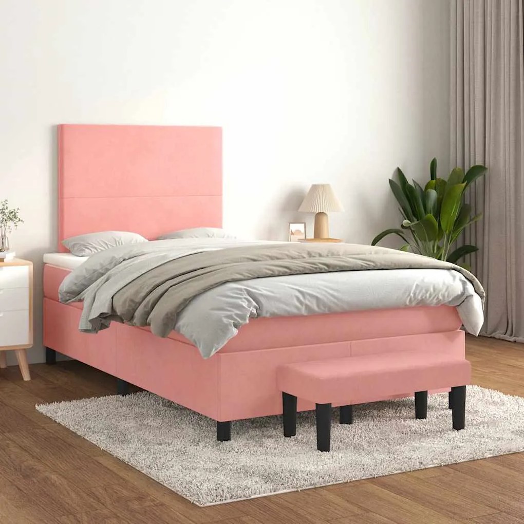 Box spring postel s matrací růžová 120x190 cm samet 3270462