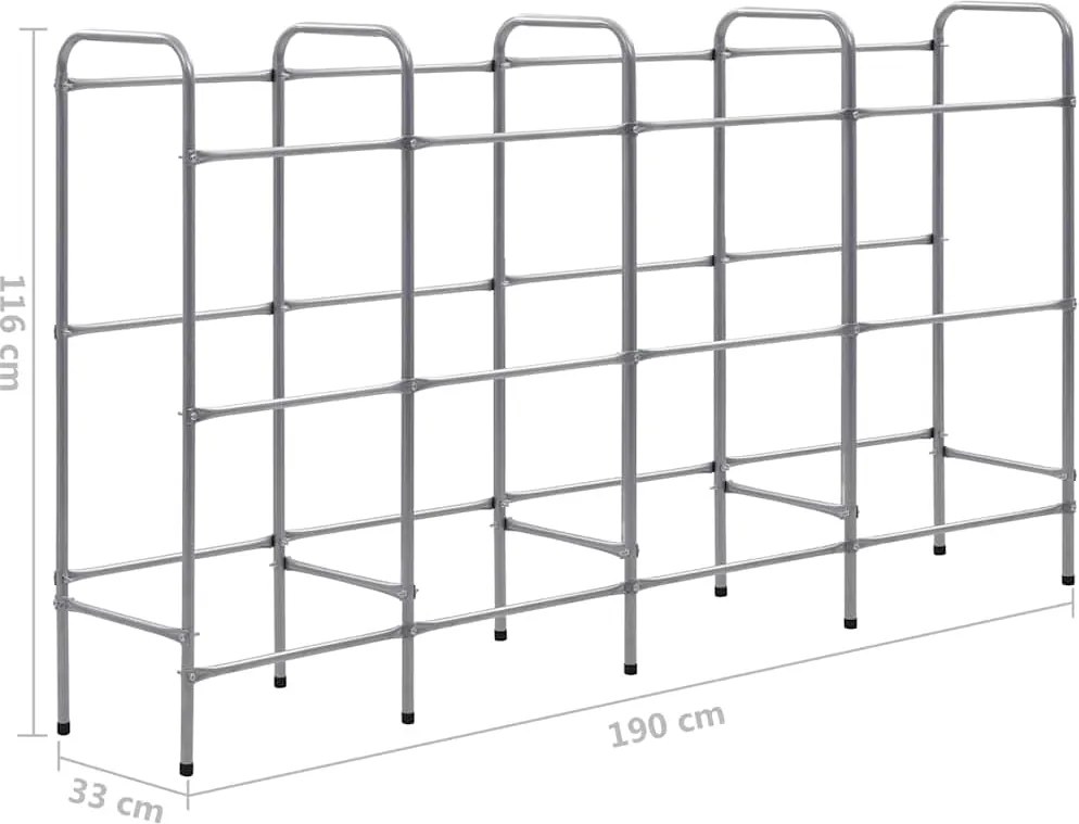 Skladový regál na 12 přepravek stříbrný 190 x 33 x 116 cm ocel 285215