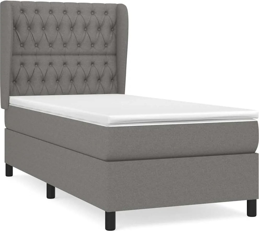 Box spring postel s matrací tmavě šedá 100 x 200 cm textil 3128182
