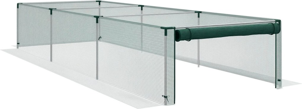 Outsunny stan na ochranu rostlin 1,25 x 3,73 m s dveřmi na zip, větruodolná síť proti hmyzu pro zeleninu a rostliny, síť proti škůdcům