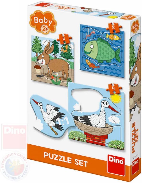 DINO Baby puzzle Kde žijí zvířátka 18x18cm skládačka 3v1 velké dílky dn325111