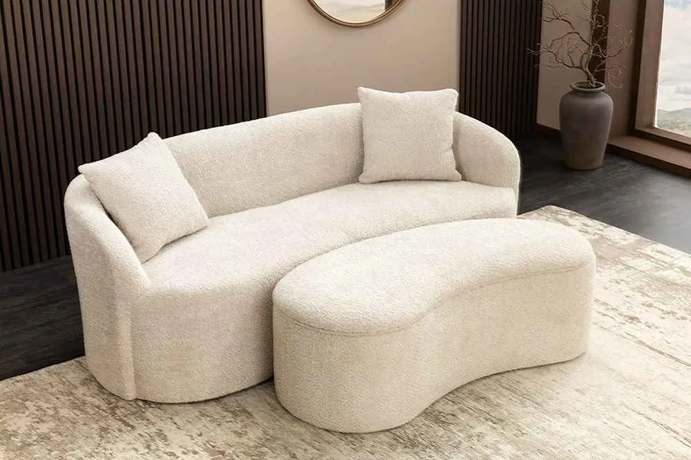 Designová 2-místná pohovka Vardinon 178 cm šampaňská béžová