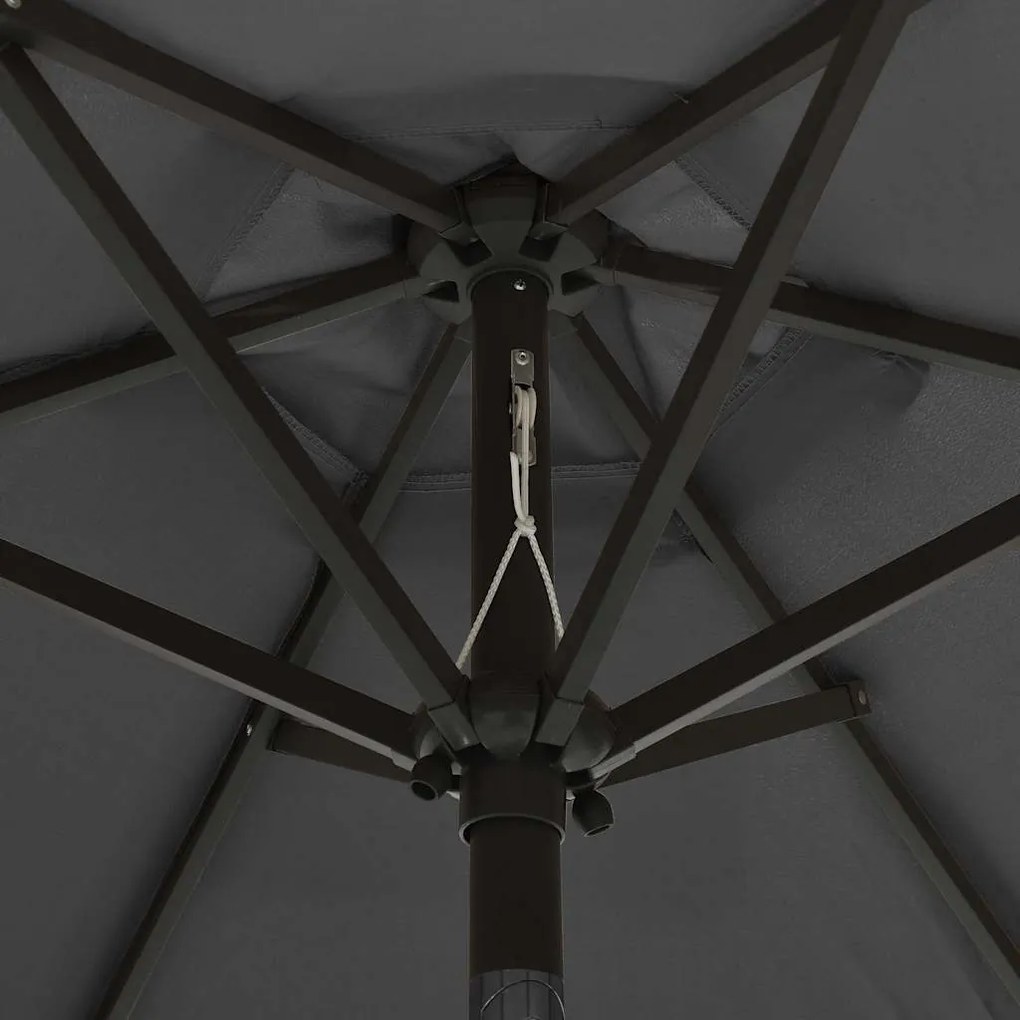 Zahradní slunečník s LED osvětlením antracit 200x211 cm hliník 313559