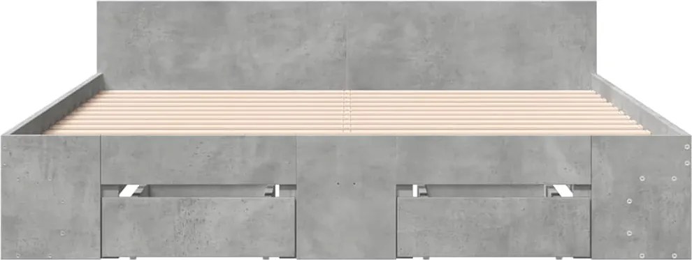 Rám postele se zásuvkami betonově šedý 160 x 200 cm kompozit 3280737