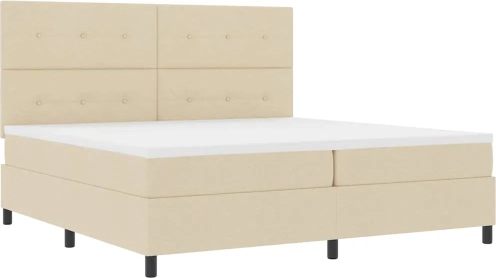 Postel s boxspringem s čelo Krémová 200 x 200 cm textil 3339418