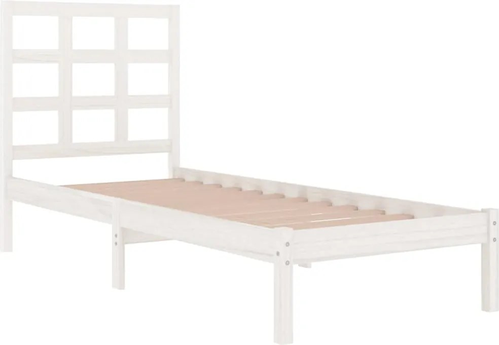 Rám postele bílý masivní dřevo 75 x 190 cm malé jednolůžko 3105431