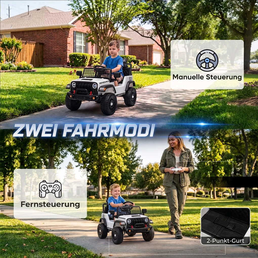 AIYAPLAY dětské elektrické auto 12V, elektrické auto pro děti s dálkovým ovládáním, lithiová baterie, 2 motory, plynulý rozjezd, 4-kolová odpružená k…