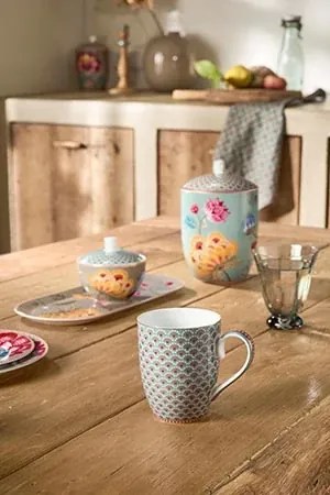 Pip Studio Blooming Tales hrnek XL 440 ml, modrý (Květinový XL hrnek)